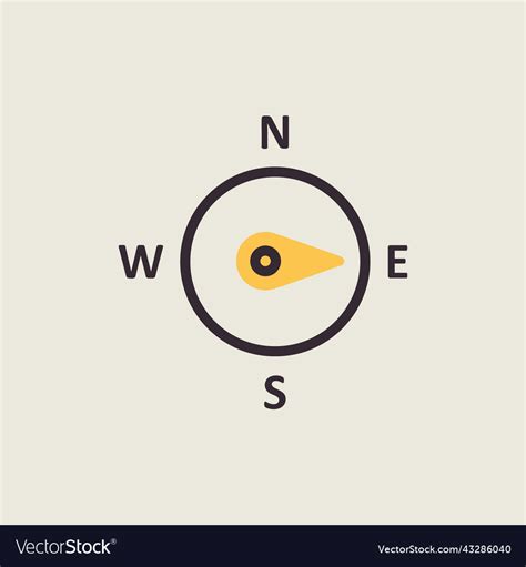 Compass Wind Rose Icon Direction East Royalty Free Vector