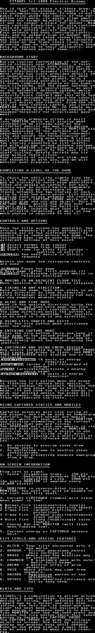 Citadel C64 Documentation Docs Lemon64
