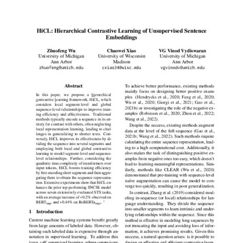 hicl hierarchical contrastive learning of unsupervised sentence
