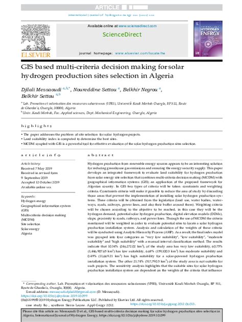 Pdf Gis Based Multi Criteria Decision Making For Solar Hydrogen
