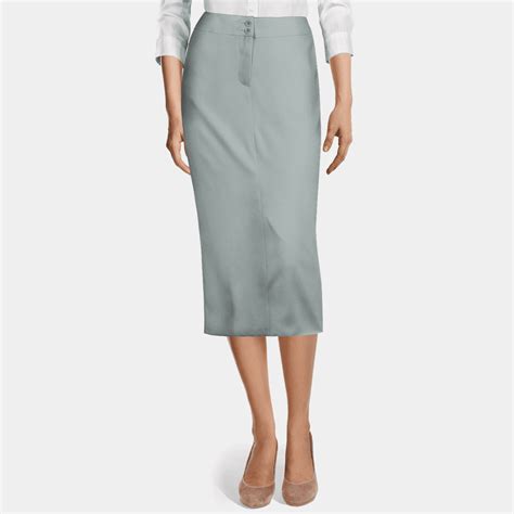 Dusty Blue High Waisted Midi Pencil Skirt Sumissura