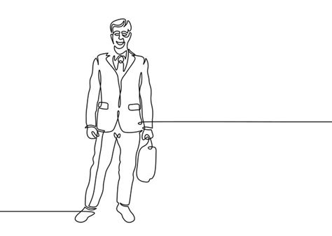 Premium Vector One Line Drawing Businessman