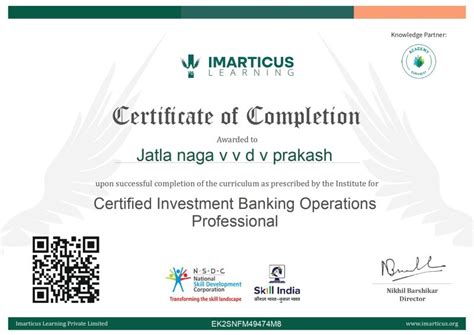 Naga Prakash Jatla On Linkedin Investmentbanking Certification
