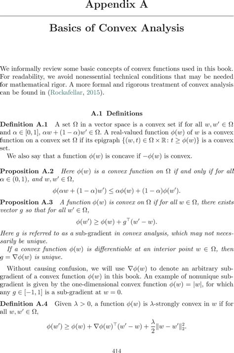 Basics Of Convex Analysis Appendix A Mathematical Analysis Of