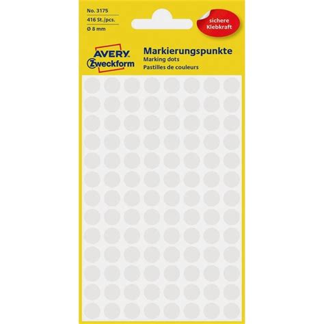 Pastilles autocollantes blanches de diamètre 8 mm