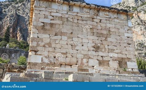 Brick Wall Of Athenian Treasury In Delphi Stock Photo Image Of Temple