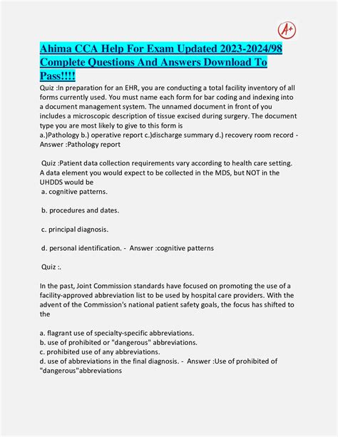 Ahima Cca Exam Package Deal Docmerit