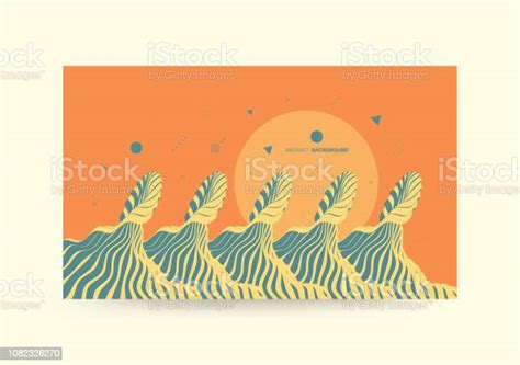 초록 물결 모양 배경입니다 바다의 파도와 태양 아시아 그림입니다 디자인 서식 파일을 커버 미래 벡터 패턴입니다 녹색에 대한 스톡 벡터 아트 및 기타 이미지 Istock