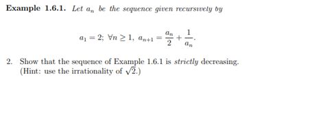 Solved Example 1 6 1 Let An Be The Sequence Given Chegg Com
