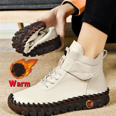 Купити Жіноче взуття з кашеміром Тепле високе бавовняне взуття Зимове мамине взуття з ручним