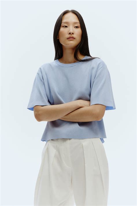 Fine Knit Top Light Blue Ladies Handm Gb