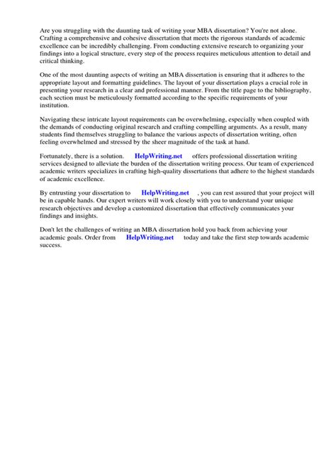 Mba Dissertation Layout Pdf Thesis Methodology