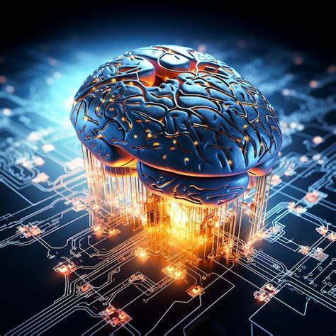 Premium Ai Image Glowing Circuit Board Complex Cyborg Brain Design