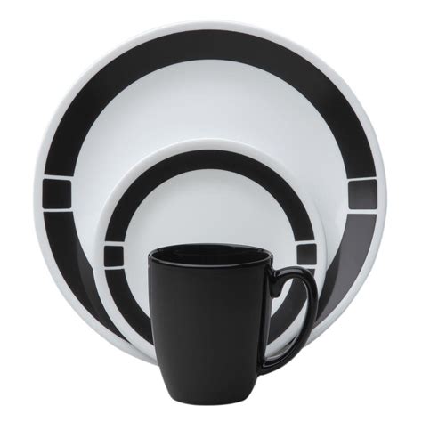 Corelle Livingware Urban Black 16 Piece Vitrelle Dinnerware Set 1060501