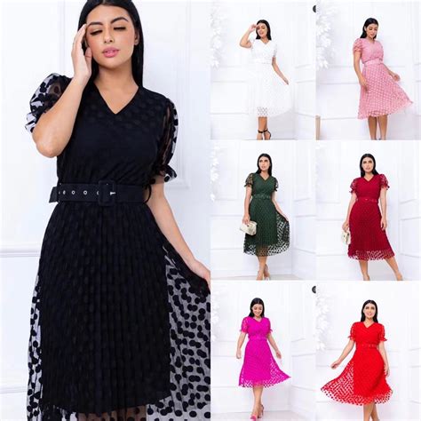 Vestido Plissada Lisa Tule Midi Rodado Moda Evangelic Cinto 0108