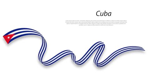 Acenando A Fita Ou Banner Com Bandeira De Cuba Vetor Premium