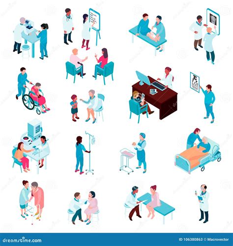 Doctors And Nurses Isometric Set Stock Vector Illustration Of Element