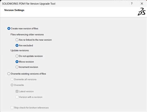 solidworks pdm file version upgrade tool
