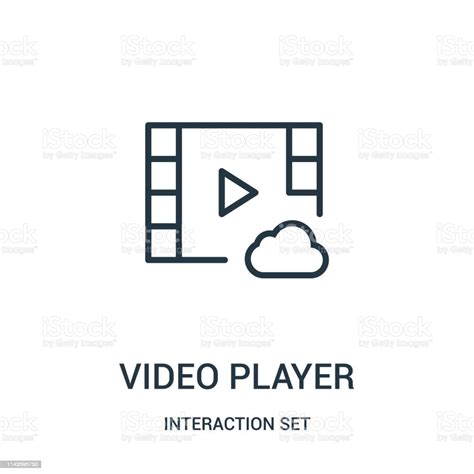 상호 작용 집합 컬렉션에서 비디오 플레이어 아이콘 벡터 얇은 라인 비디오 플레이어 개요 아이콘 벡터 일러스트 레이 션 디자인에 대한 스톡 벡터 아트 및 기타 이미지 Istock