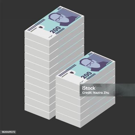 컨버터블 마크 벡터 일러스트 레이 션 보스니아 헤르체고비나 돈 세트 번들 지폐 지폐 200 Bam 플랫 스타일 흰색 배경에
