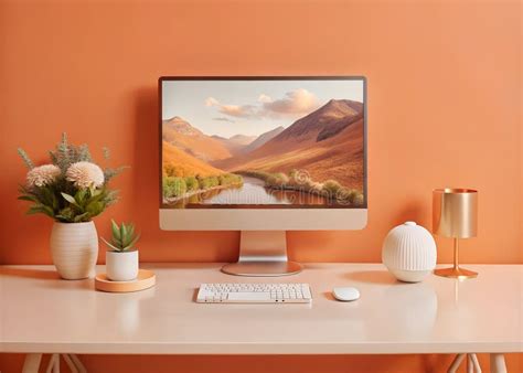 Close Up View Of A Computer Monitor Keyboard And Mouse On A Desk