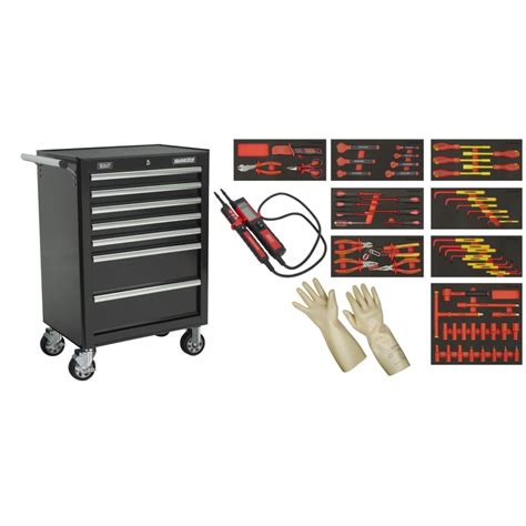 63pc Insulated Tool Kit With 7 Drawer Rollcab Anvil Tool