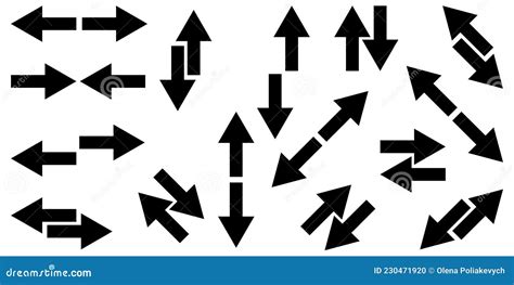 Black Arrows Icon Collection Different Direction Navigation Pointer