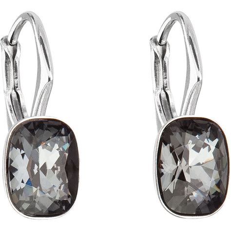 EVOLUTION GROUP Stříbrné náušnice visací s krystaly Swarovski černý