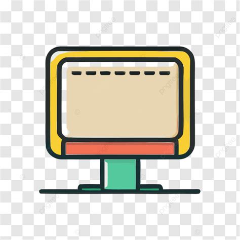 빈 화면이 있는 컴퓨터 아이콘 벡터 흰색 배경에 있는 광고판의 단순한 다채로운 아이콘 그림자 없음 작은 프레임 중앙 Png 일러스트 및 벡터 에 대한 무료 다운로드