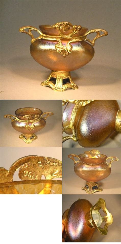Loetz Art Nouveau Bronze Mont Jardiniere Candia Silver Iris 1902 Jv Art Nouveau Glass