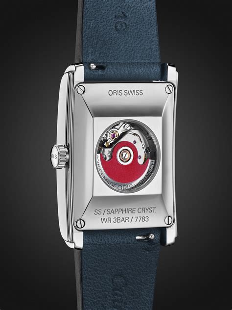 Oris Rectangular Automatic Stainless Steel And Leather Watch 01 561