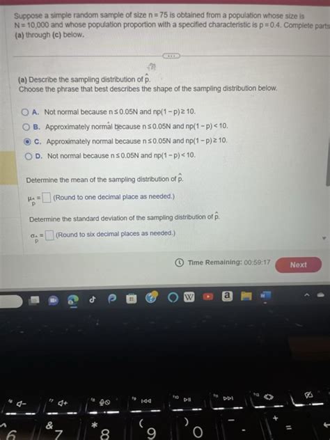 solved suppose a simple random sample of size n 75 is