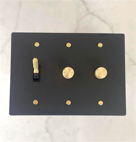 Matte Black With Brass Combination Knurled Toggle Light Switch Etsy