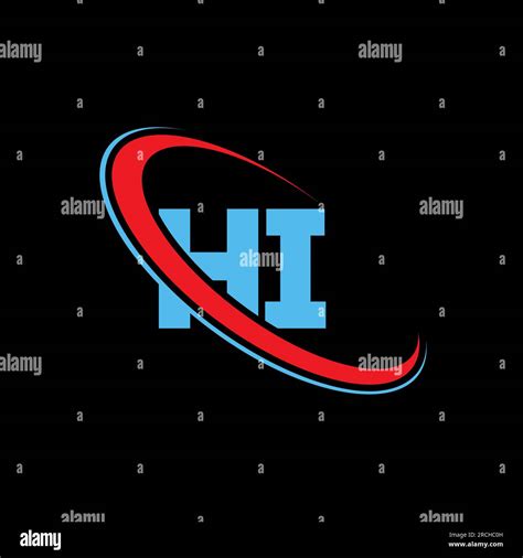 Hi H I Letter Logo Design Initial Letter Hi Linked Circle Uppercase