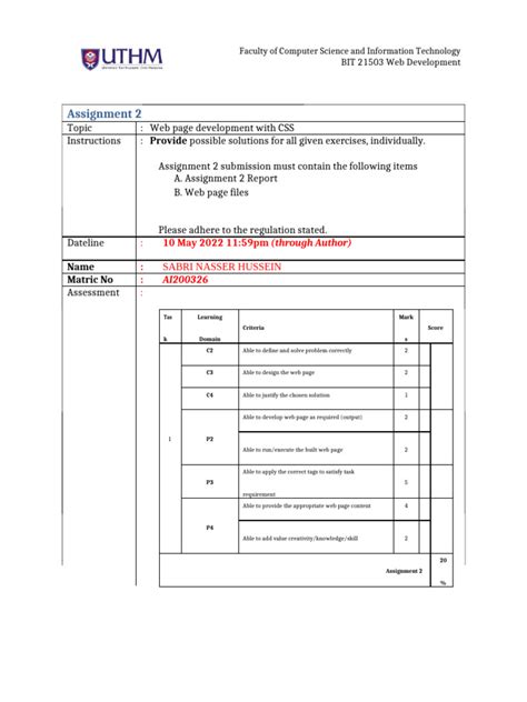 Assignment2 Report Css Sabri Ai200326 Pdf World Wide Web Internet And Web