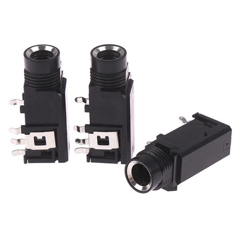 잭 스테레오 암 소켓 커넥터 오디오 어댑터 니켈 도금 4 핀 635mm 로트당 3 개 Aliexpress