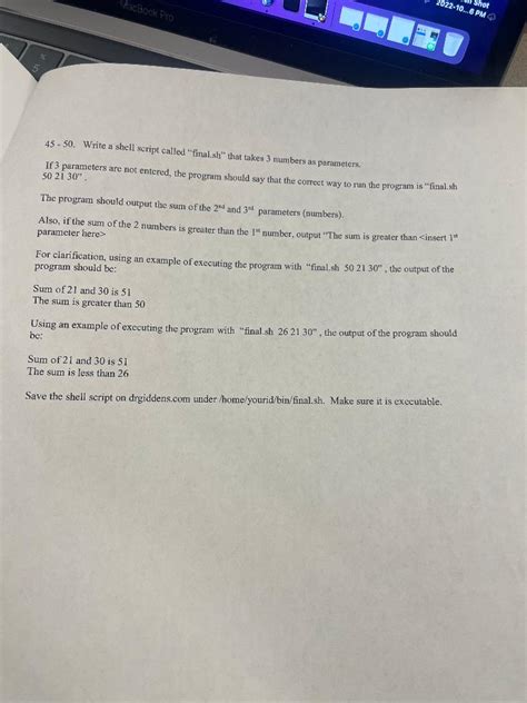 Solved Write A Shell Script Called Final Sh That Chegg