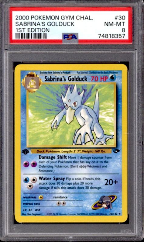 Pokemon Gym Chalenge 1st Edition Sabrinas Golduck 30132 Psa 8 Da