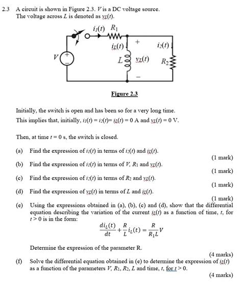 solved 2 3 a circuit is shown in figure 2 3 v is a dc