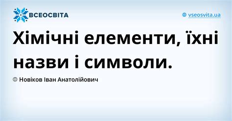 Хімічні елементи їхні назви і символи Урок на 5 завдання Хімія