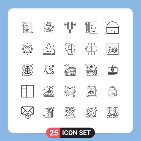 Set Of 25 Modern Ui Icons Symbols Signs For Development Css Concert Coding Reference Editable