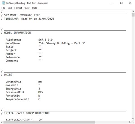 File Formats Strand7 Text File