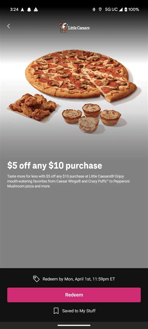 5 Off Any 10 Purchase Lil Caesars Rfreefood