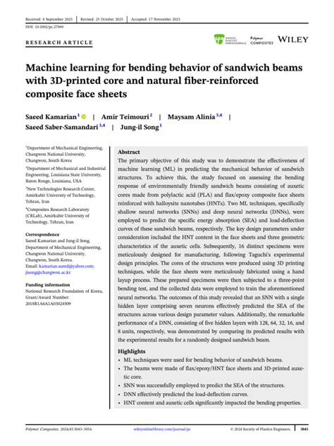 Polymer Composites 2024 Kamarian Machine Learning For Bending