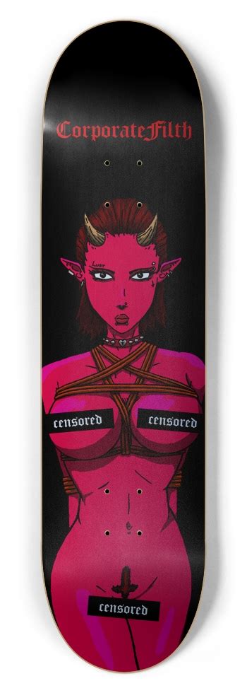 CF Lewd Demon Girl Skateboard Deck Censored Kats Rack