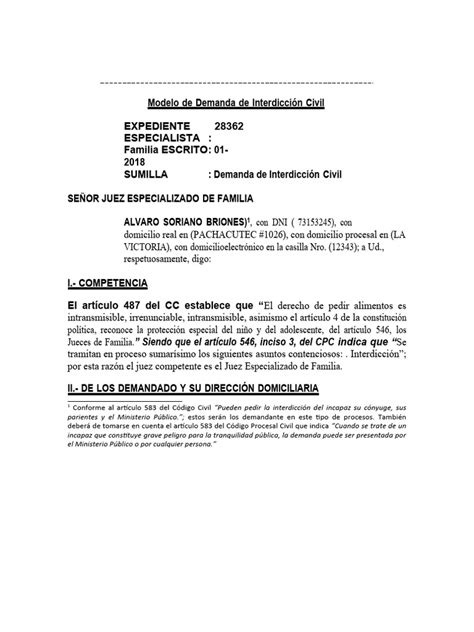 modelo de demanda judicial de interdiccion civil lp pdf pensión