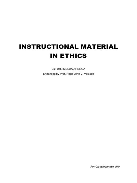 Instructional Material In Ethics Blga Pdf Soul Morality