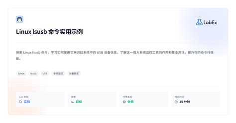 Linux Lsusb 命令实用示例 系统监控与设备信息识别 Labex