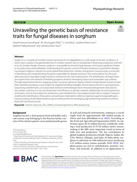 Pdf Unraveling The Genetic Basis Of Resistance Traits For Fungal