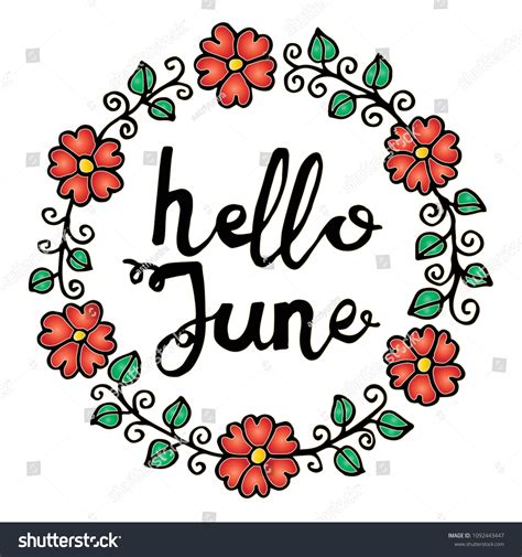 Hello June Hand Lettering Calligraphy Stock Vector Royalty Free